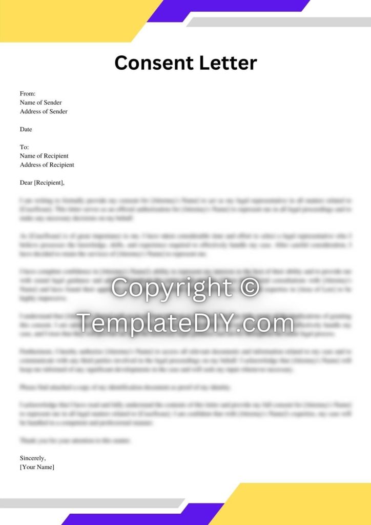 Attorney Consent Letter Sample Template with Examples