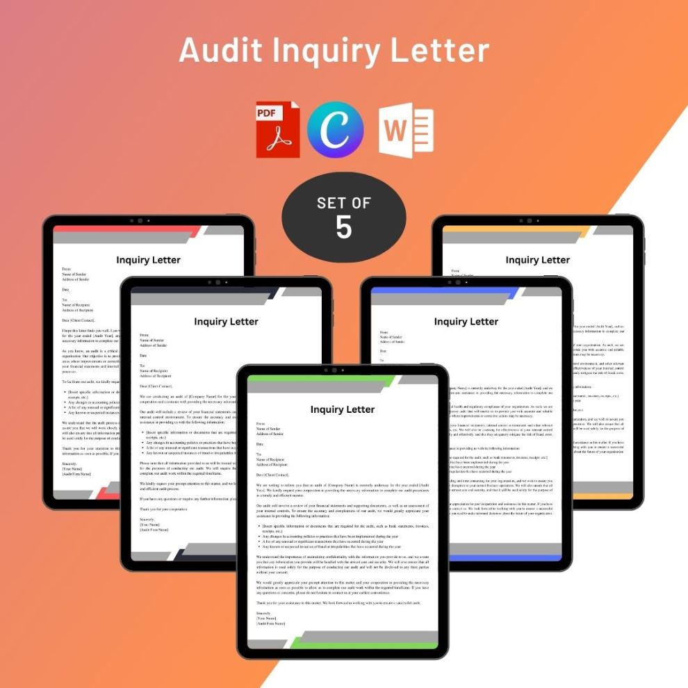 Audit Inquiry Letter Sample with Examples [Word Editable]