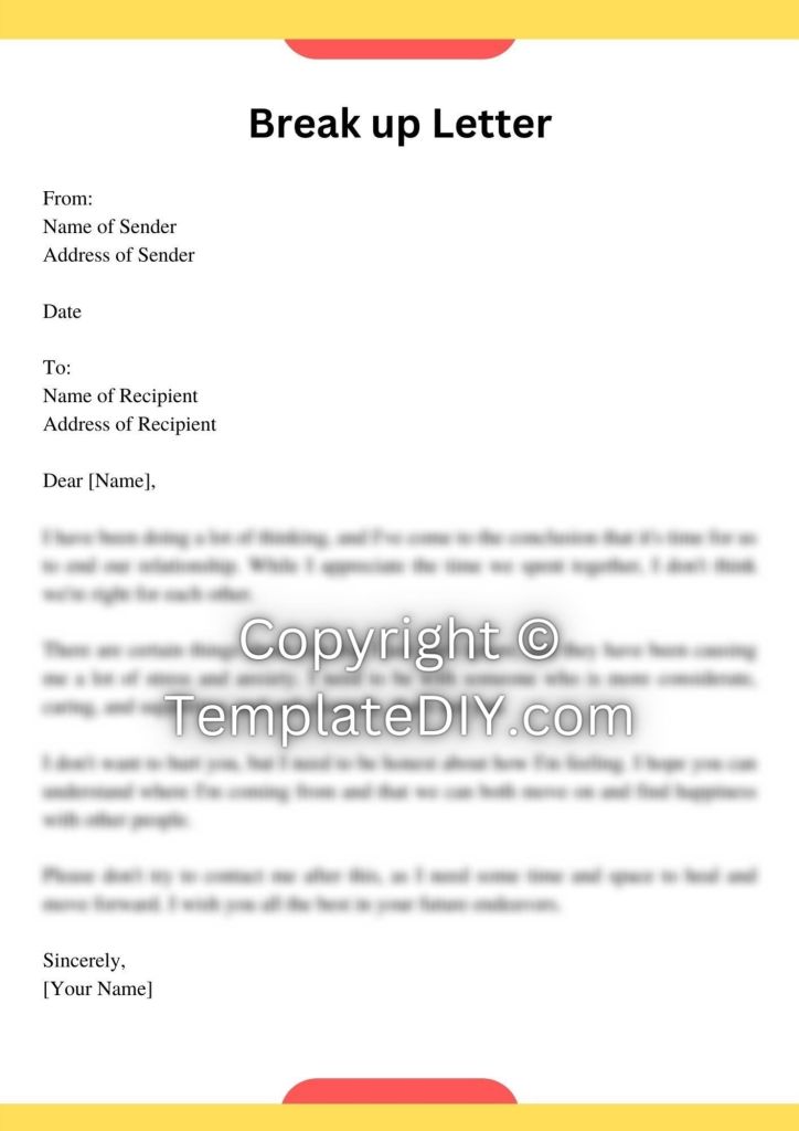 Bad Breakup Letter Sample Template with Examples [Word]