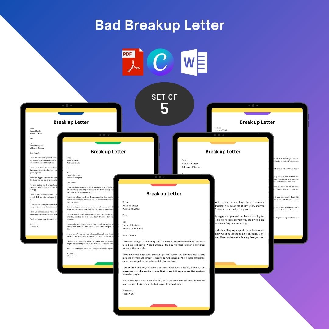 Bad Breakup Letter Sample Template with Examples [Word]