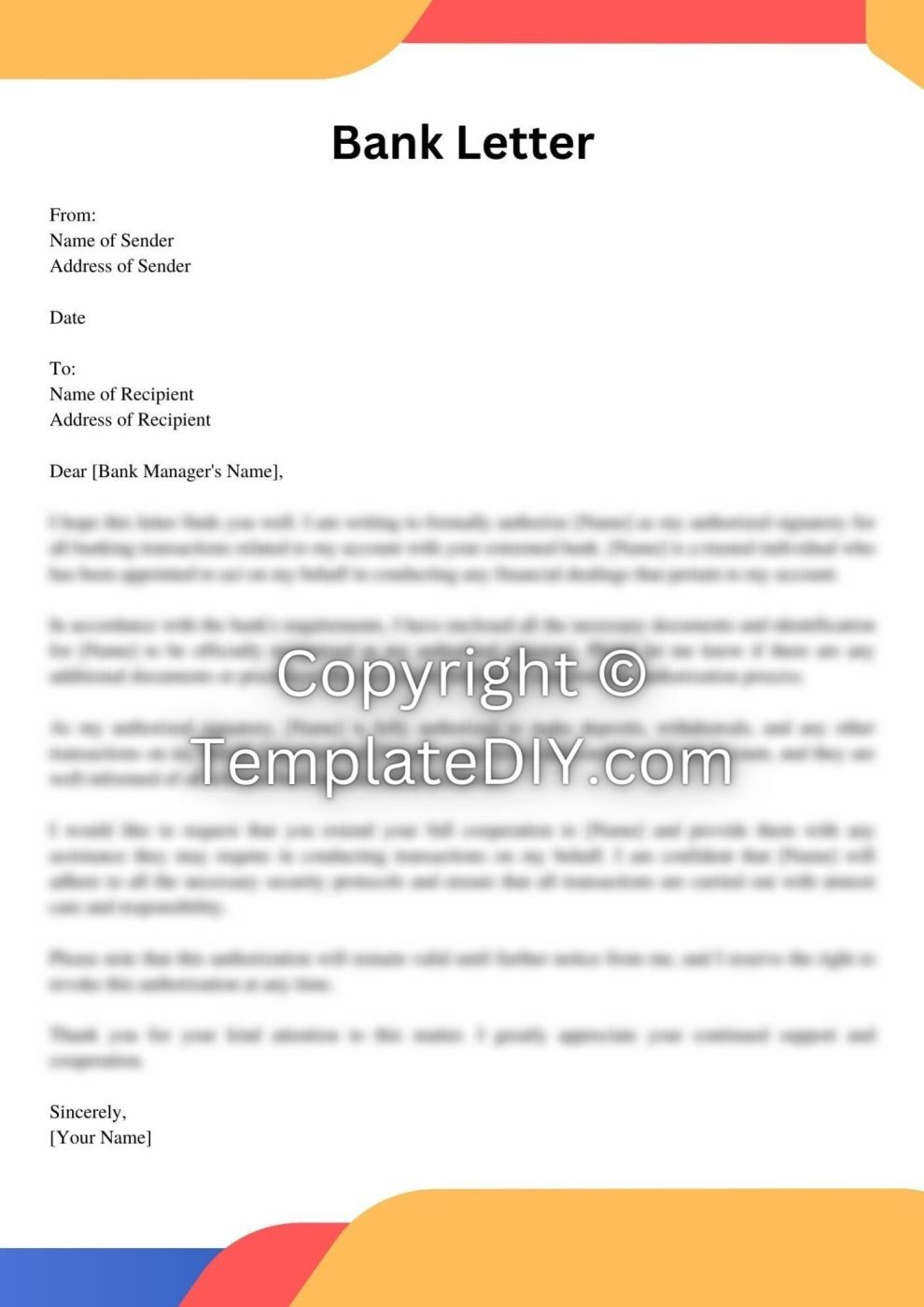 Bank Authorization Letter Sample Template with Example