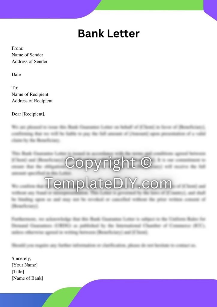 Bank Guarantee Letter Sample Template with Examples