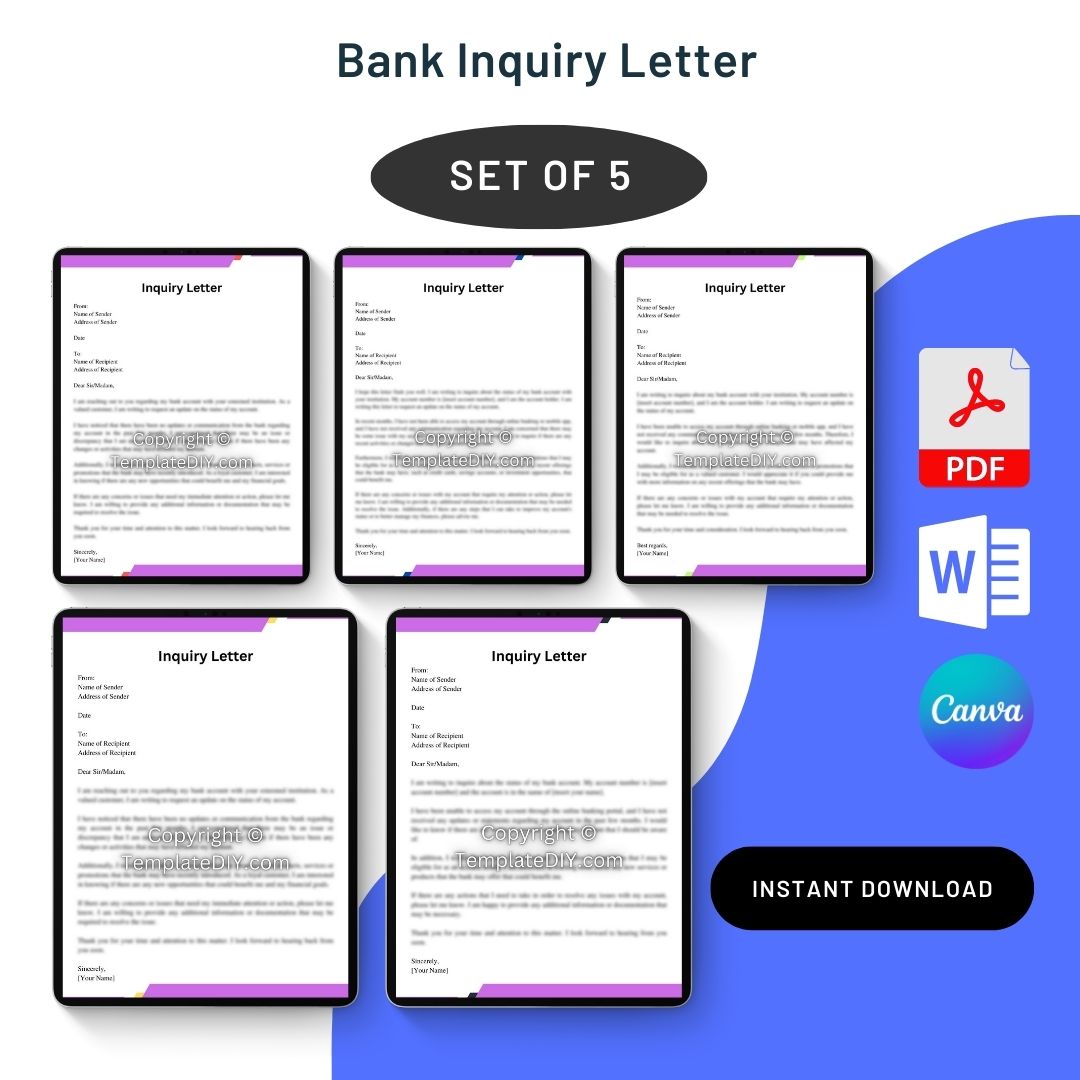 Bank Inquiry Letter Sample with Examples [Word Editable]