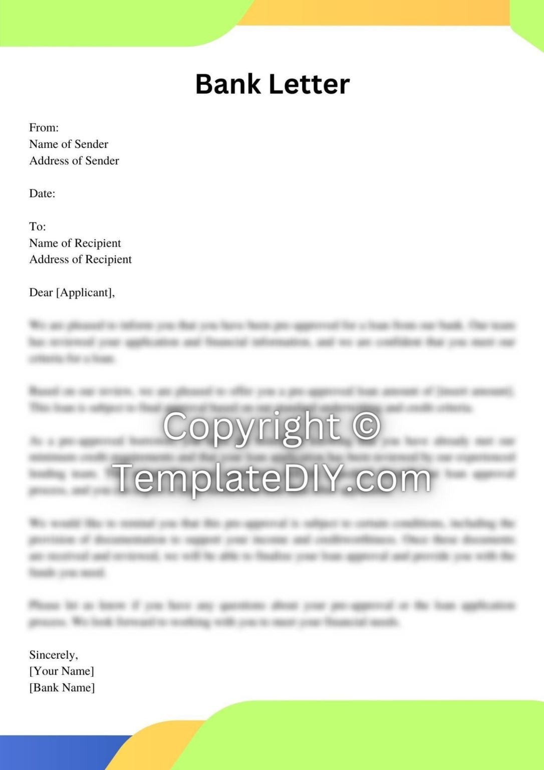 Bank Pre Approval Letter Sample with Examples [Word]