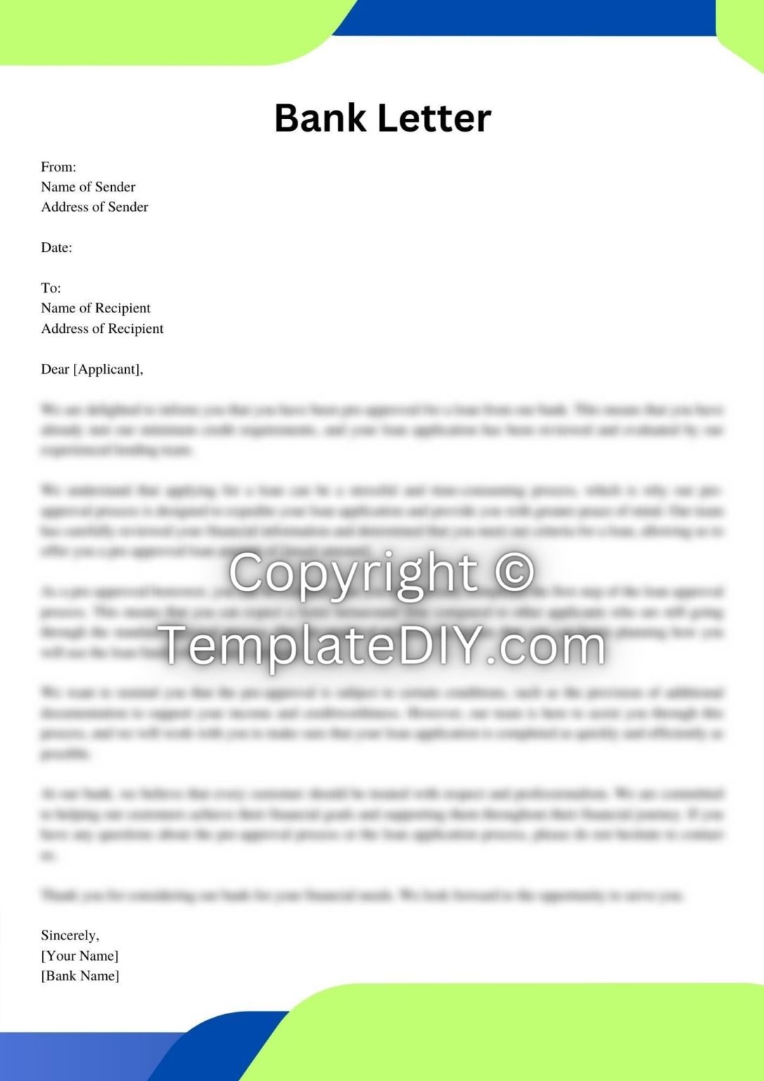 Bank Pre Approval Letter Sample with Examples [Word]