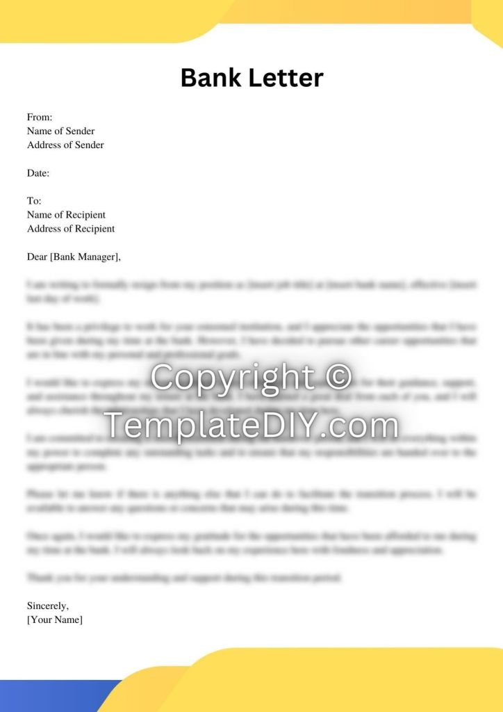 Bank Resignation Letter Sample with Examples [Word]