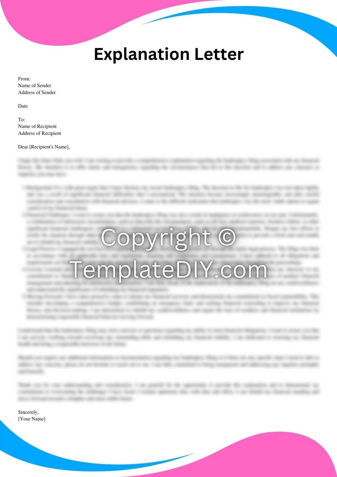 Bankruptcy Letter of Explanation Sample with Examples