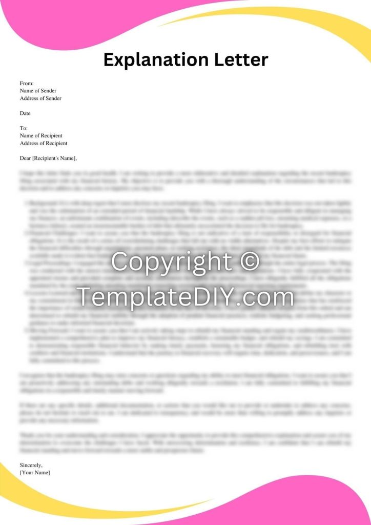 Bankruptcy Letter of Explanation Sample with Examples