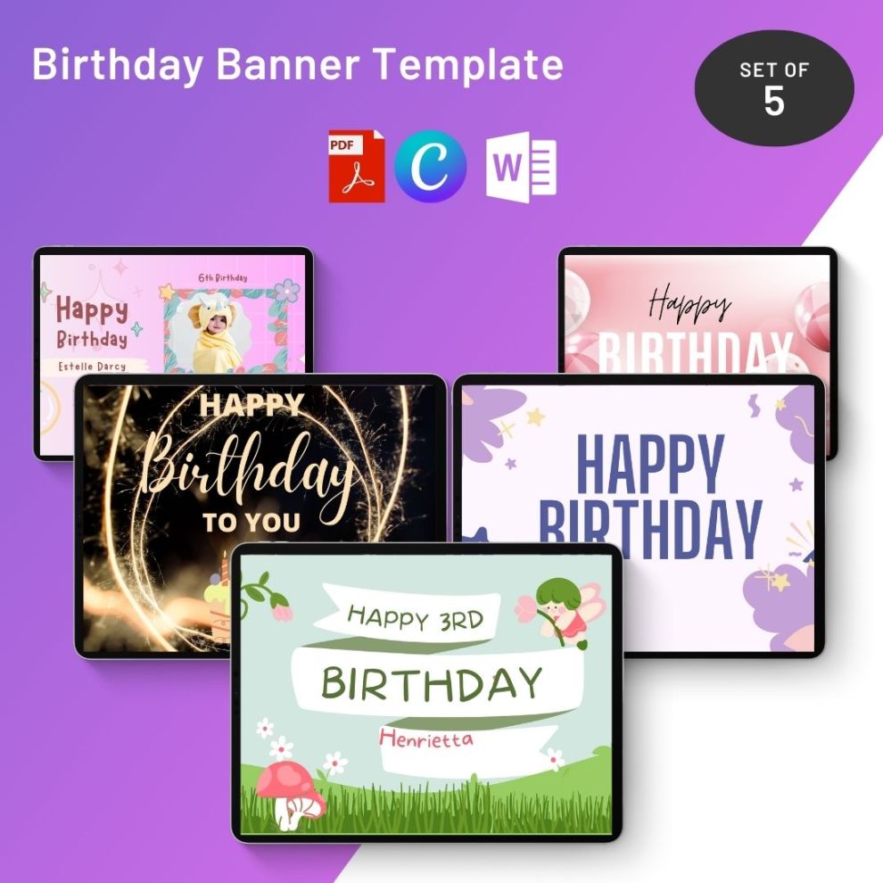 Birthday Banner Template Printable PDF, Word [Editable]