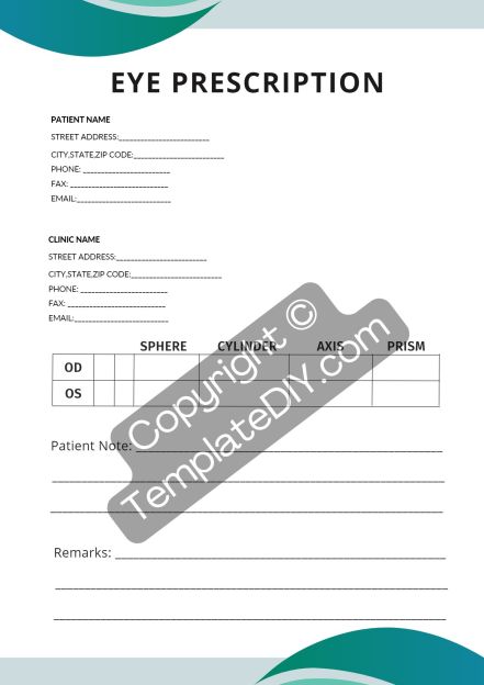 Professional Eye Prescription Template PDF & Word