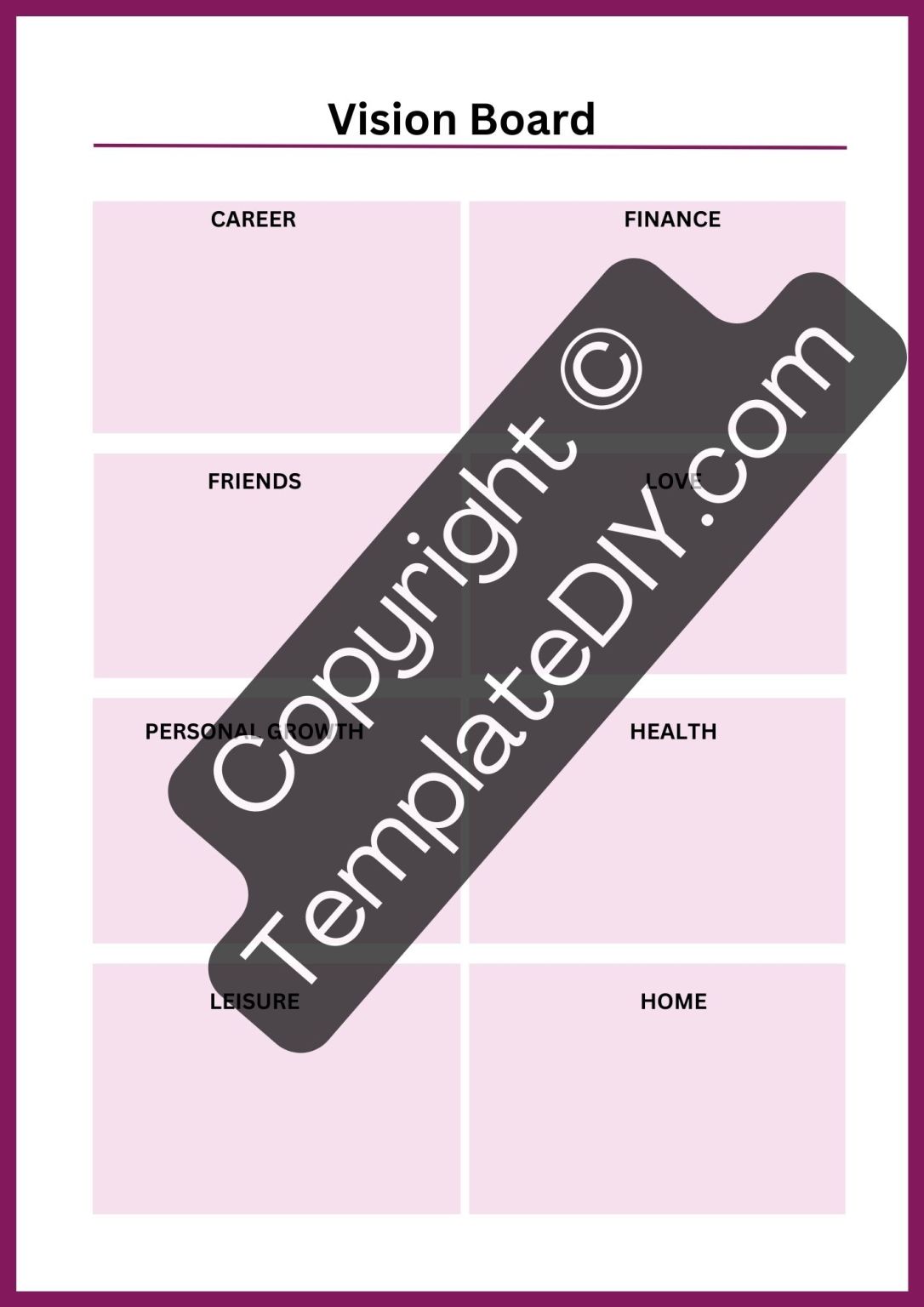 Vision Board Template Printable Template PDF, Word