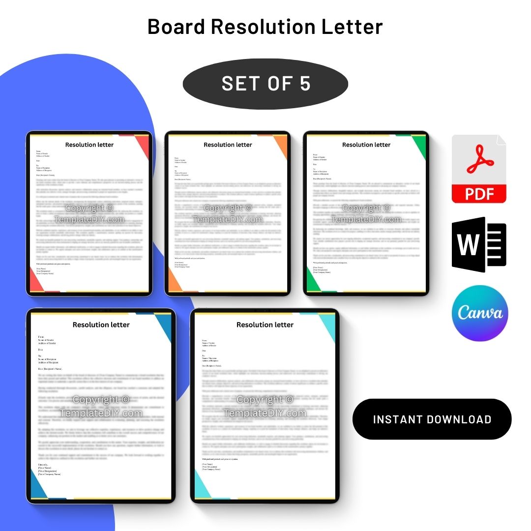 Board Resolution Letter Sample with Examples [Word]