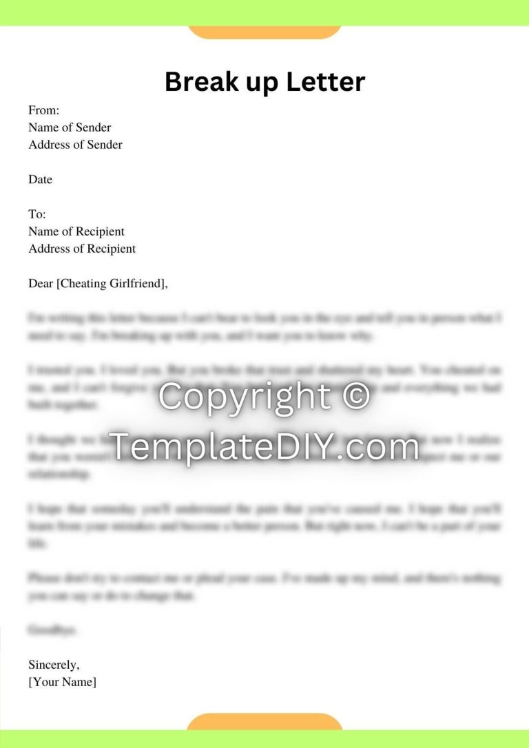 Break Up Letter to Cheating Girlfriend Sample and Examples