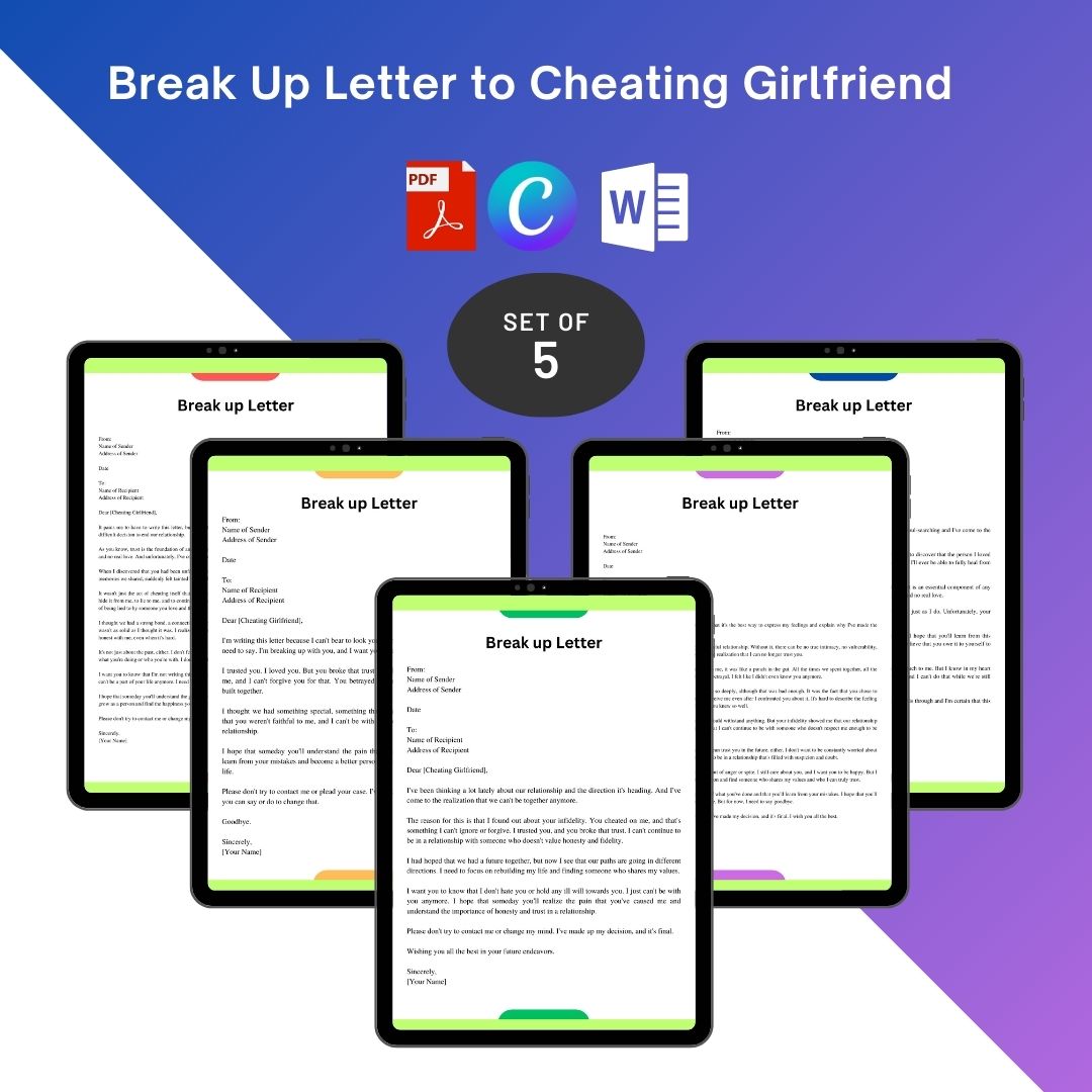 Break Up Letter to Cheating Girlfriend Sample and Examples