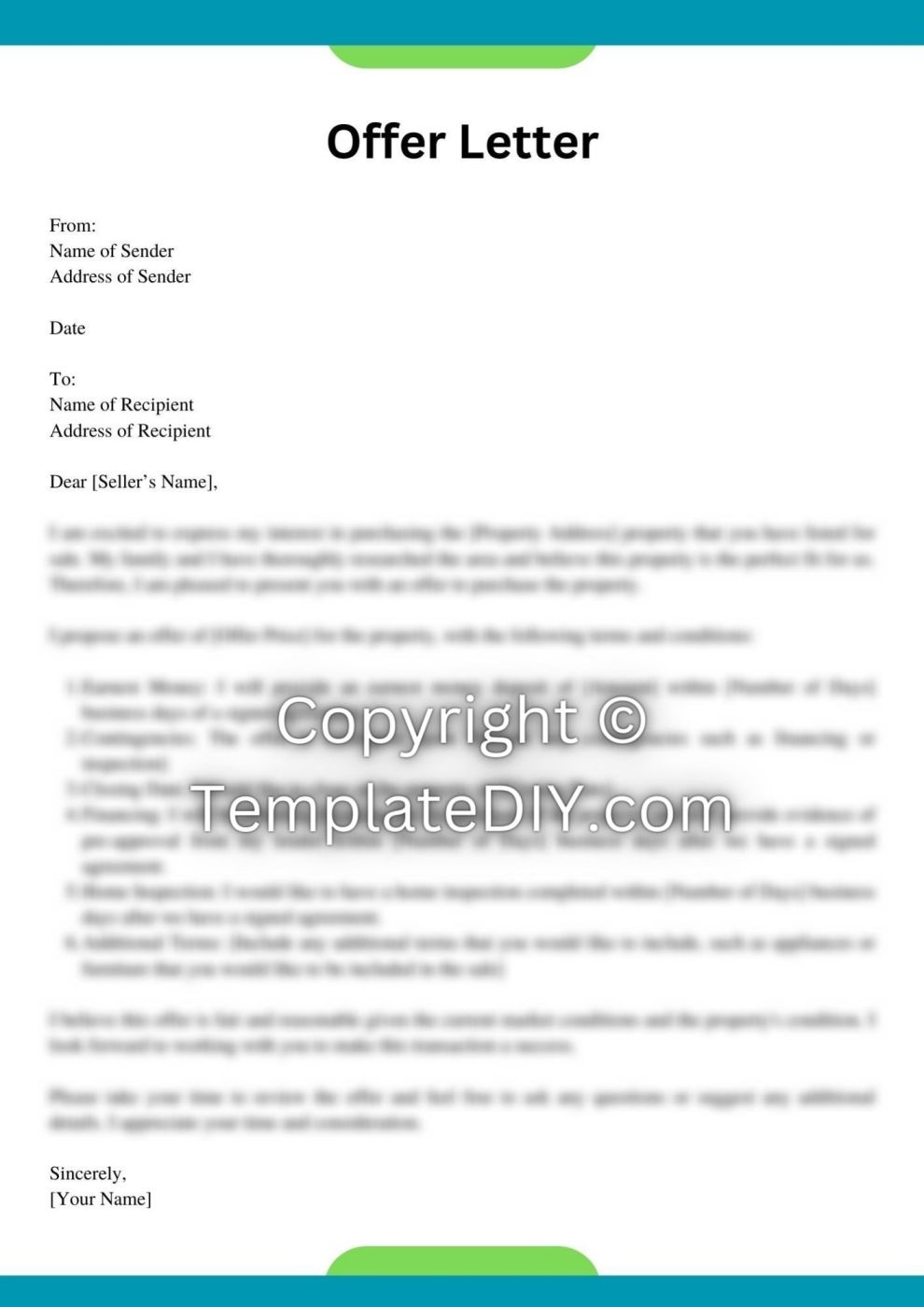 Buyer Offer Letter Sample Template with Examples [Word]