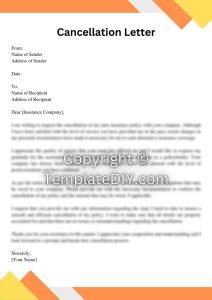 Cancellation Letter for Auto Insurance Sample and Examples