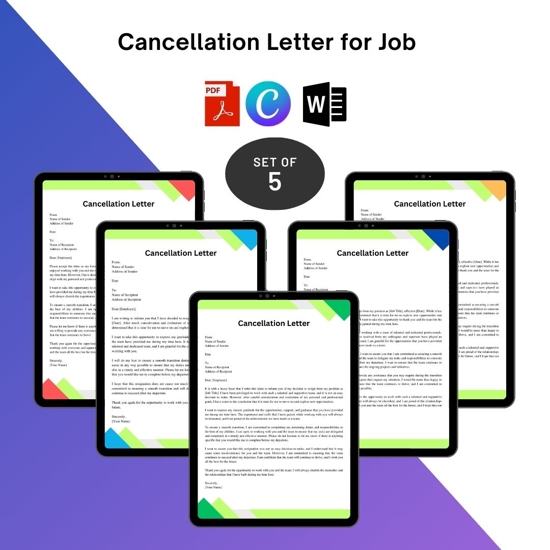 Cancellation Letter for Job Sample Template with Examples