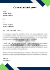 Cancellation Letter for Work Permit Sample & Template
