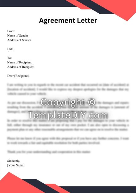 Car Accident Agreement Letter Sample [Editable]