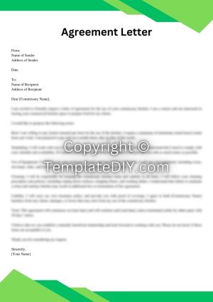 Commissary Letter of Agreement Sample Template [Word]
