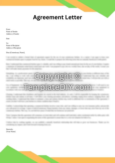 Commissary Letter of Agreement Sample Template [Word]