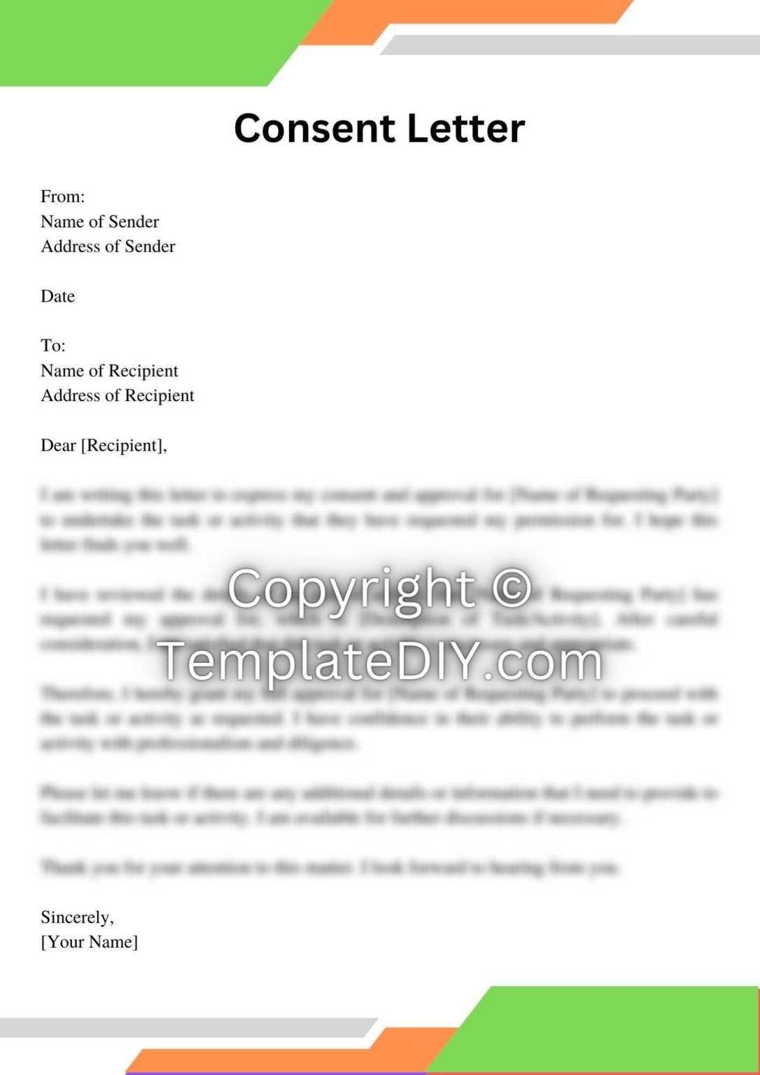 Consent Approval Letter Sample Template with Examples