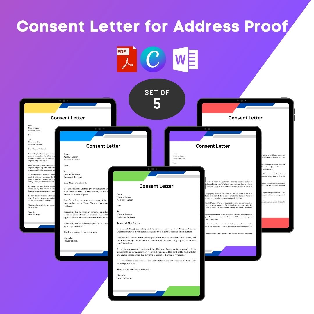Address Proof Consent Letter Template – Instant Download