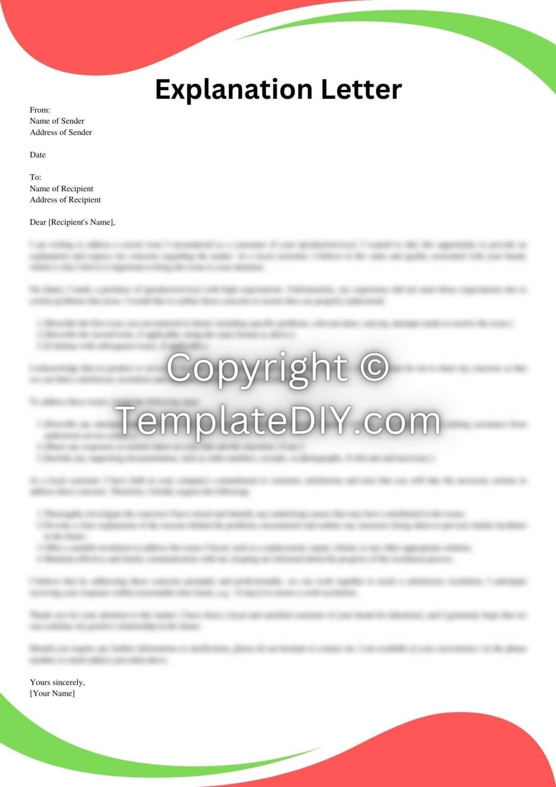 Consumer Explanation Letter Sample with Examples [Word]