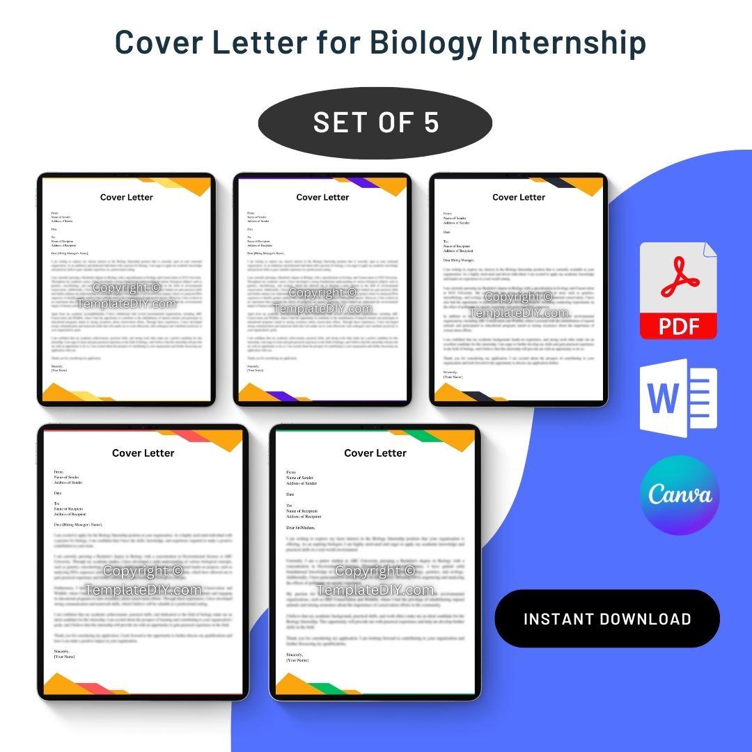 Cover Letter for Biology Internship Sample with Examples