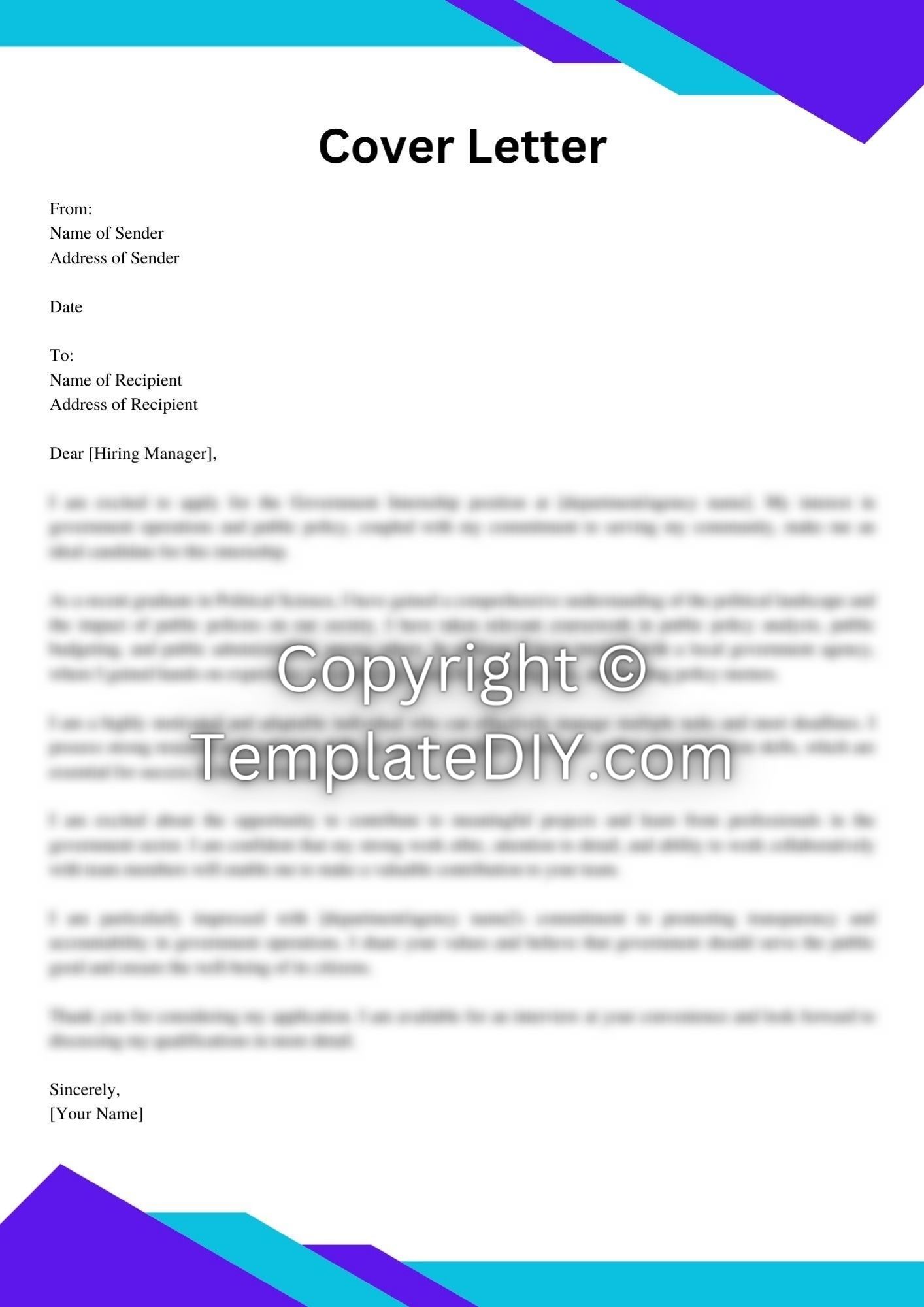 Government Cover Letter Sample