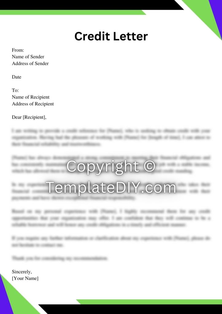 Credit Reference Letter Sample Template and Examples [Word]