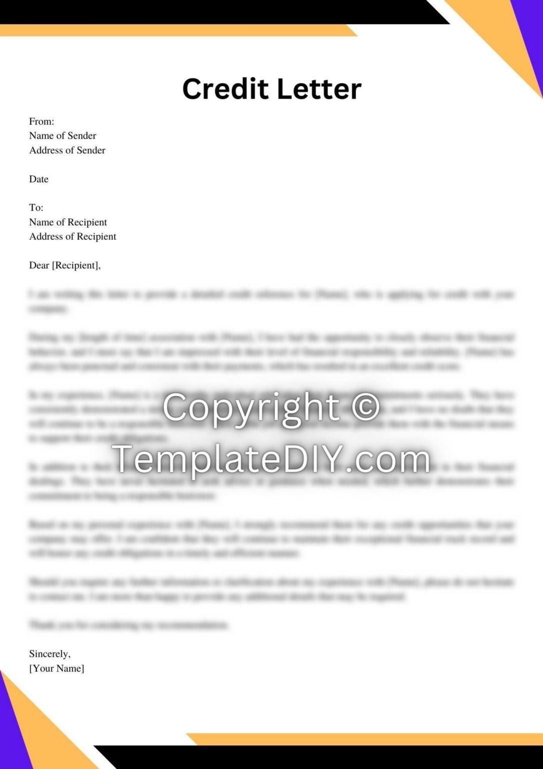 Credit Reference Letter Sample Template and Examples [Word]