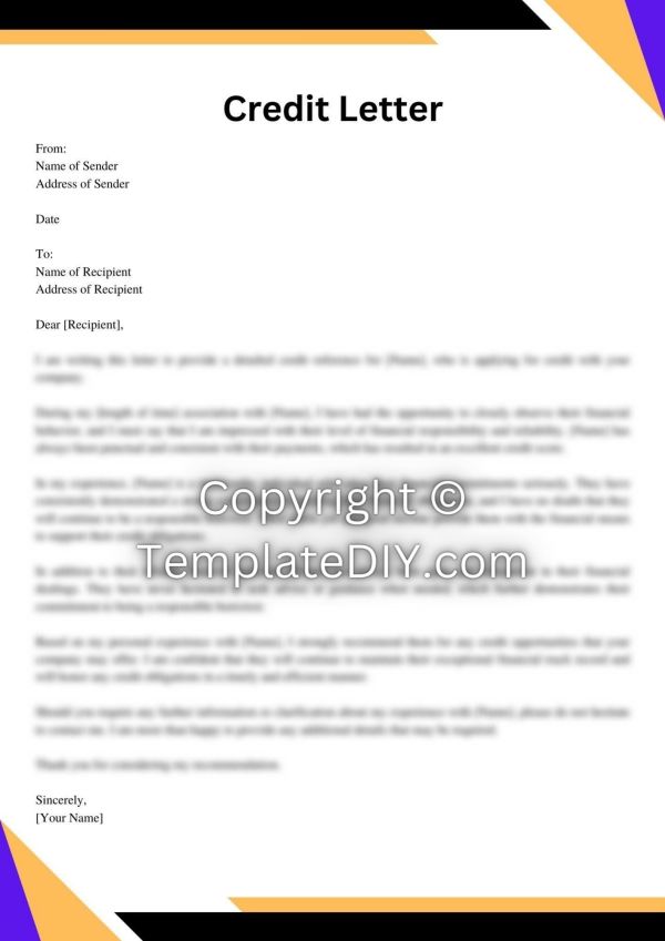 Credit Reference Letter Sample Template and Examples [Word]