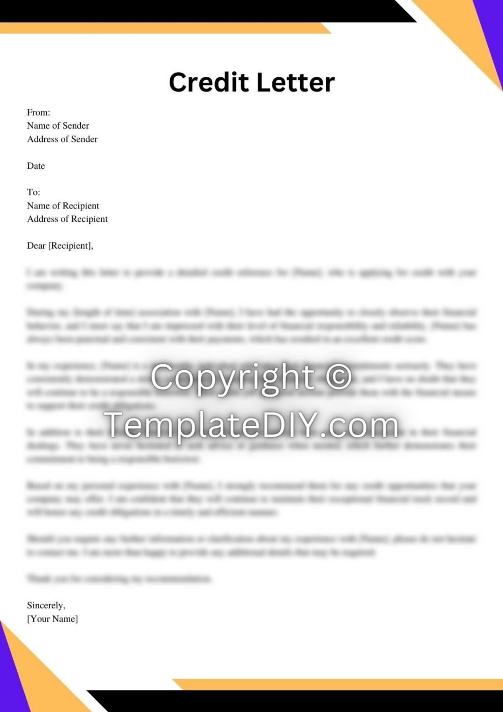 Credit Reference Letter Sample Template and Examples [Word]