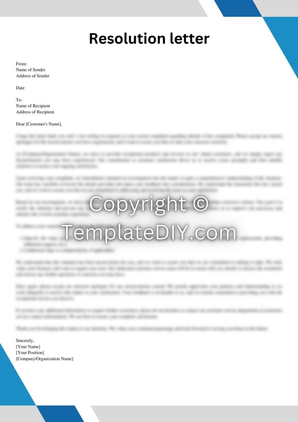 Customer Complaint Resolution Letter Sample with Examples