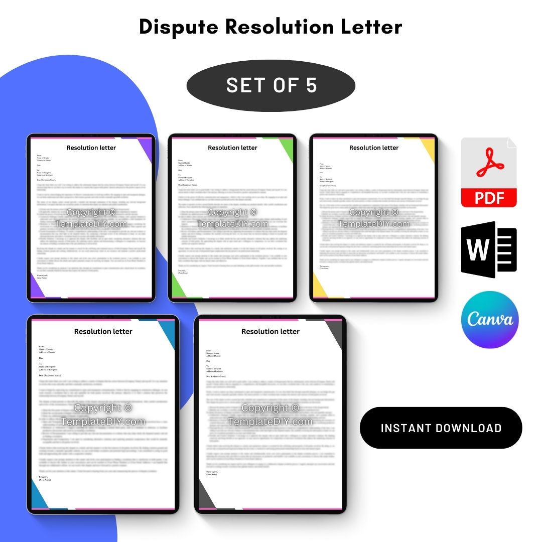 Dispute Resolution Letter Sample with Examples [Word]