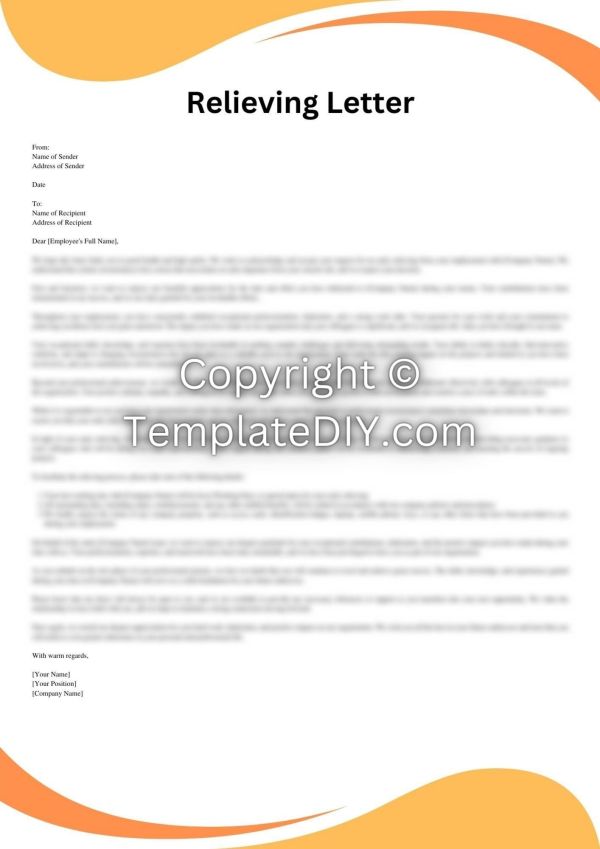 Early Relieving Letter Sample with Examples [Word]