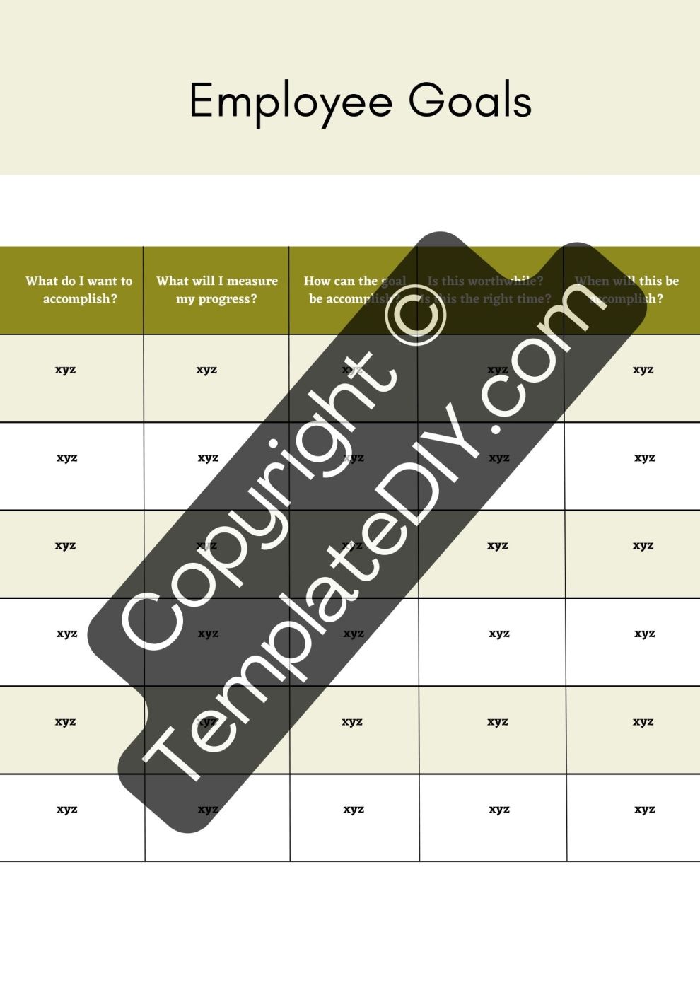 Employee Goals Template Printable PDF, Word [Editable]
