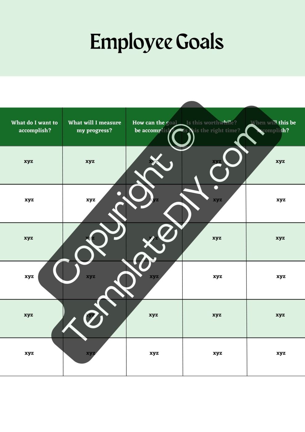 Employee Goals Template Printable PDF, Word [Editable]