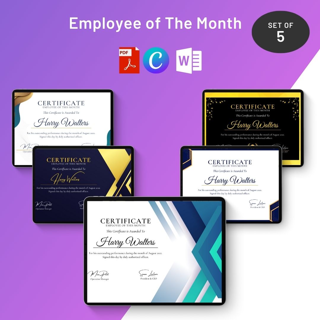 Employee of The Month Template Printable PDF, Word