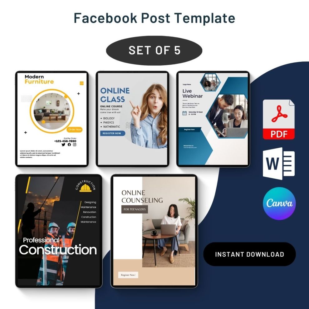 Facebook Post Template Printable PDF, Word [Editable]
