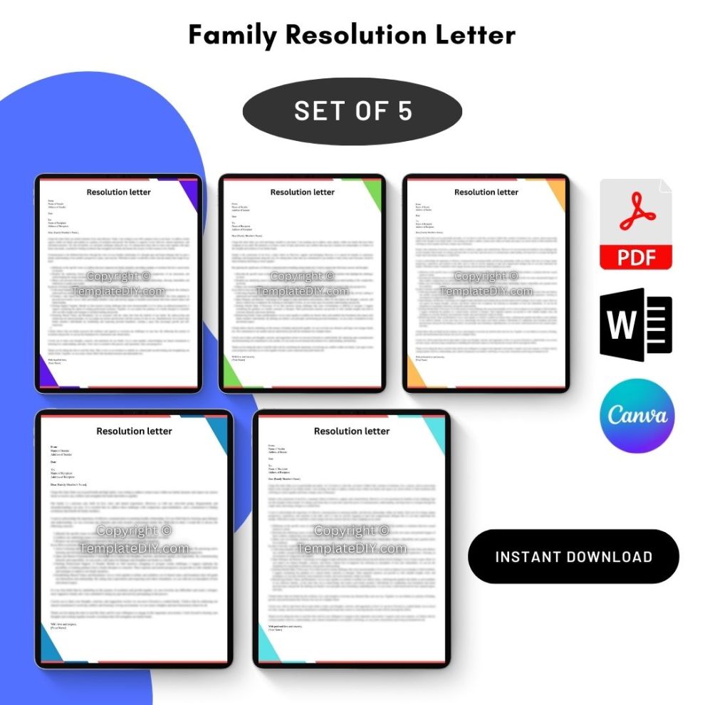 Family Resolution Letter Template | Editable Samples
