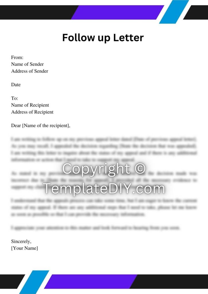 Follow Up Appeal Letter Sample Template with Examples
