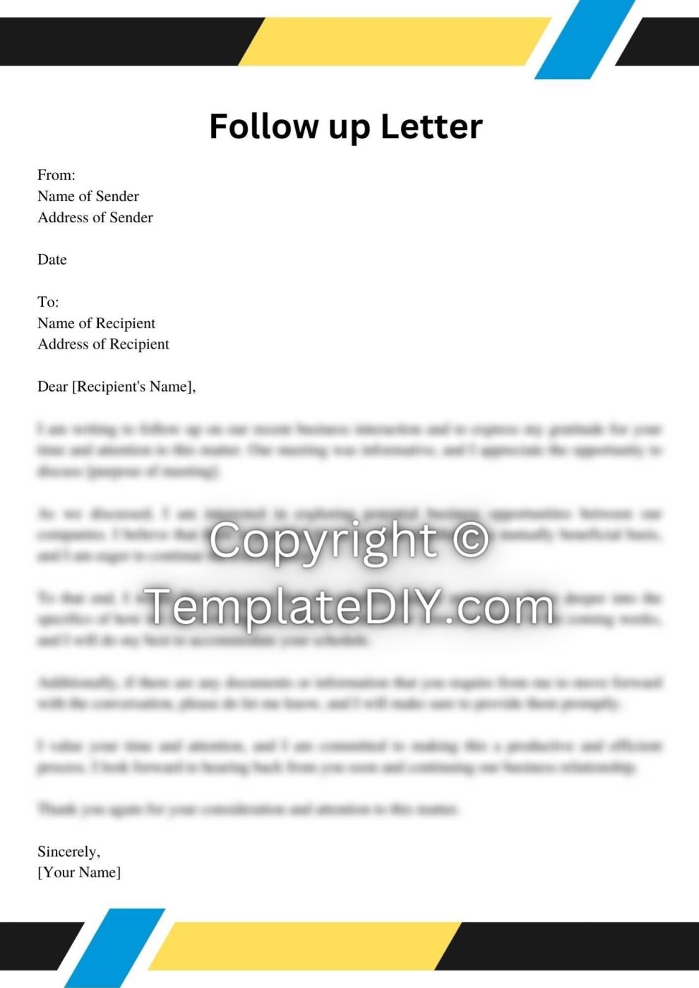 Follow Up Business Letter Sample Template with Examples