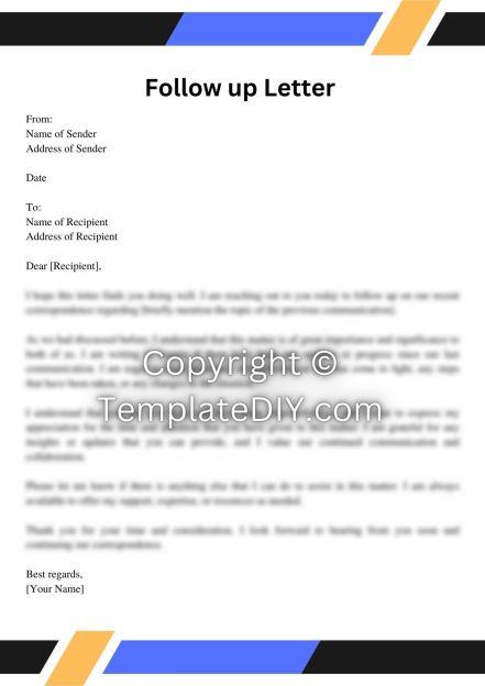 Follow Up Correspondence Letter Sample with Examples