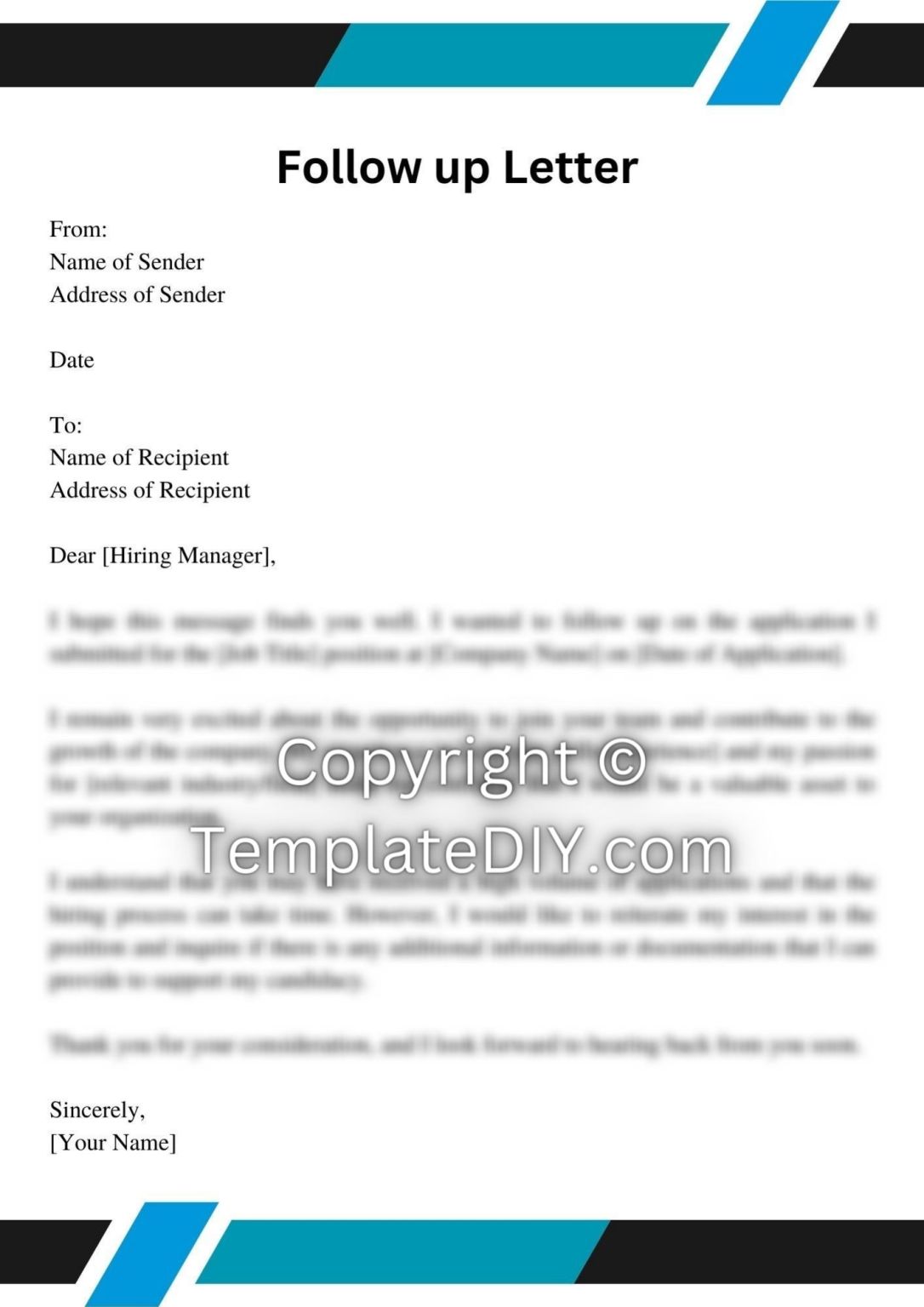 Follow Up Cover Letter Sample and Examples i[Word Editable]