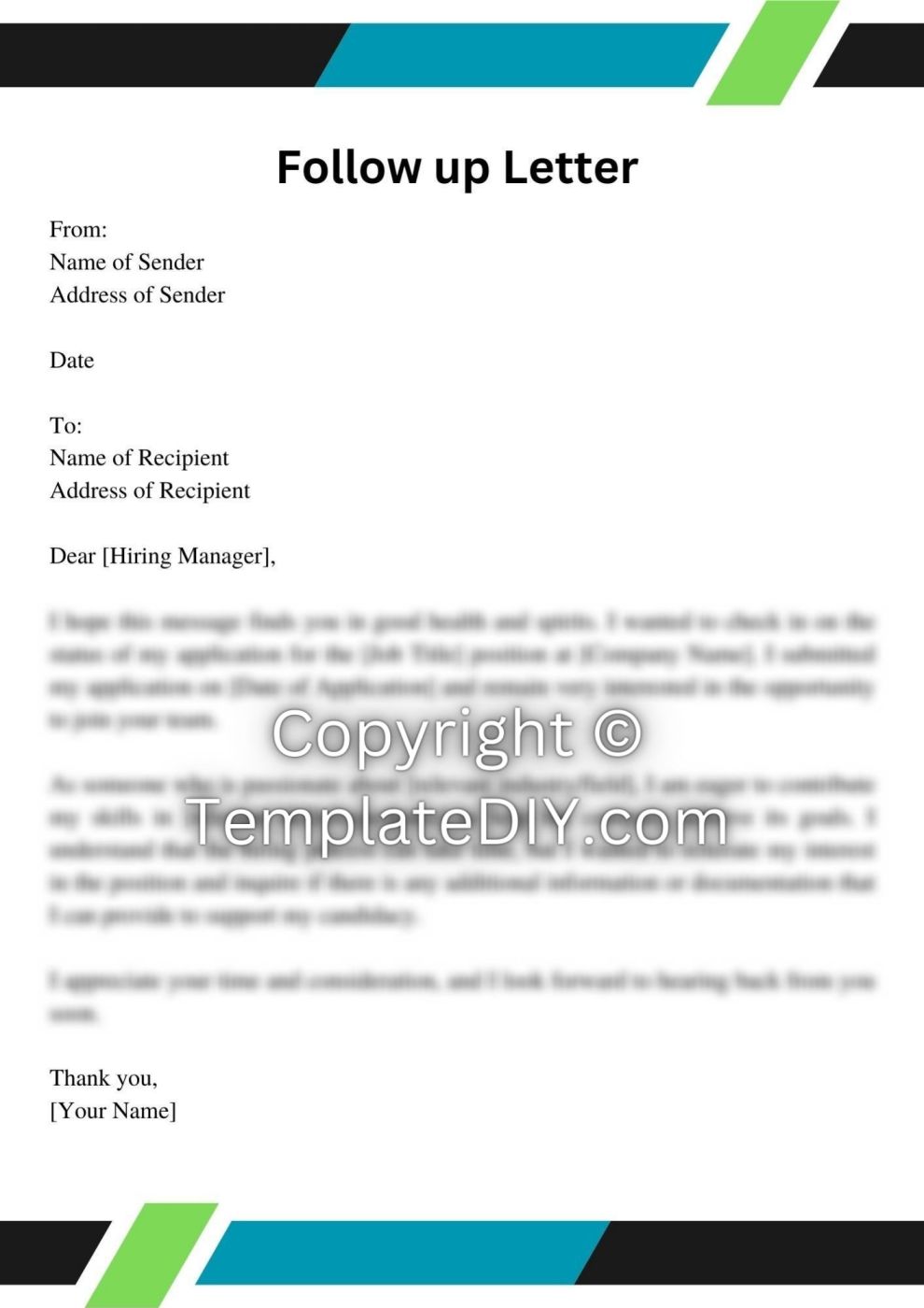 Follow Up Cover Letter Sample and Examples i[Word Editable]
