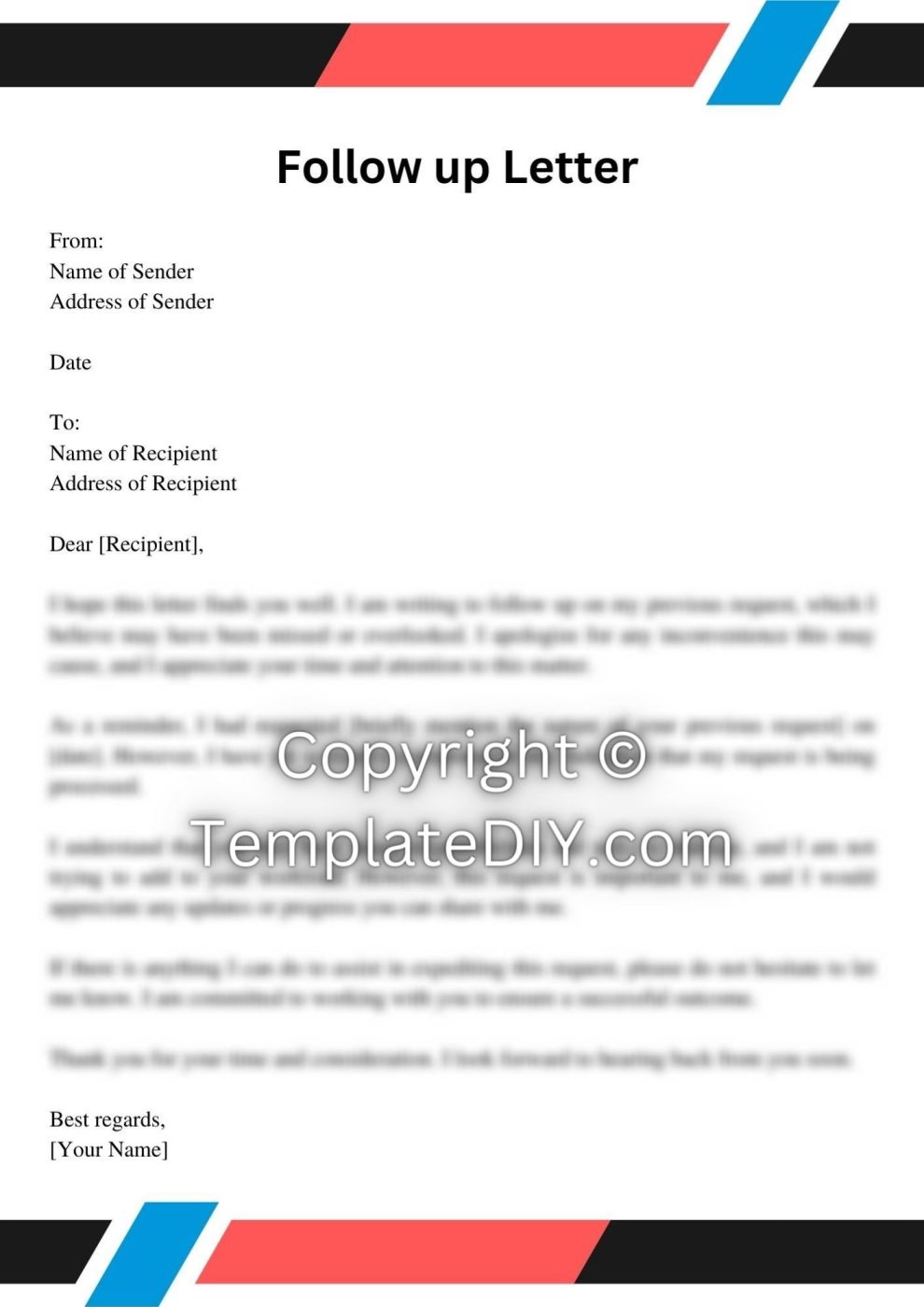 Follow Up Request Letter Sample Template with Examples