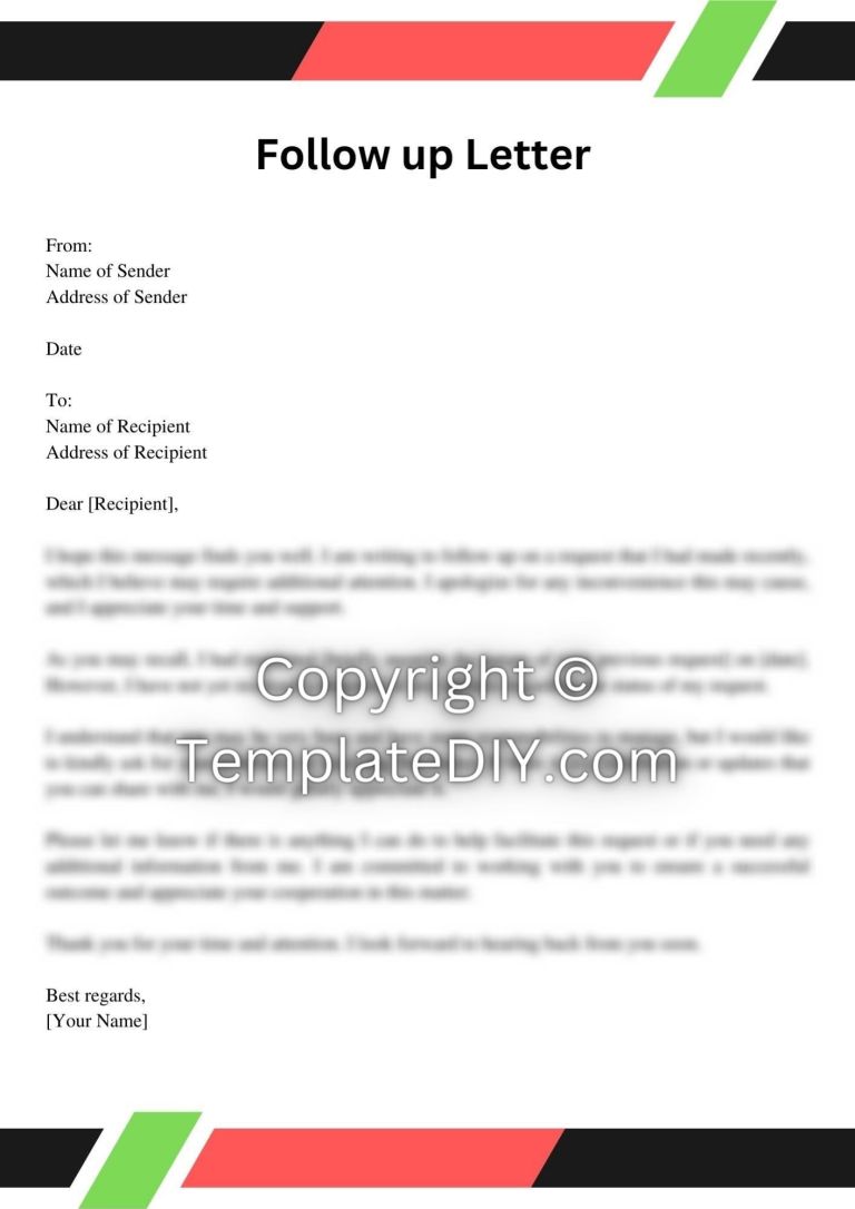 Follow Up Request Letter Sample Template with Examples