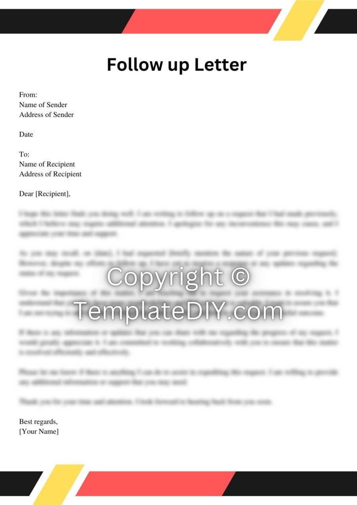 Follow Up Request Letter Sample Template with Examples